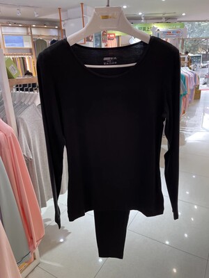 圆领飘飞绒发热纤维打底秋衣秋裤