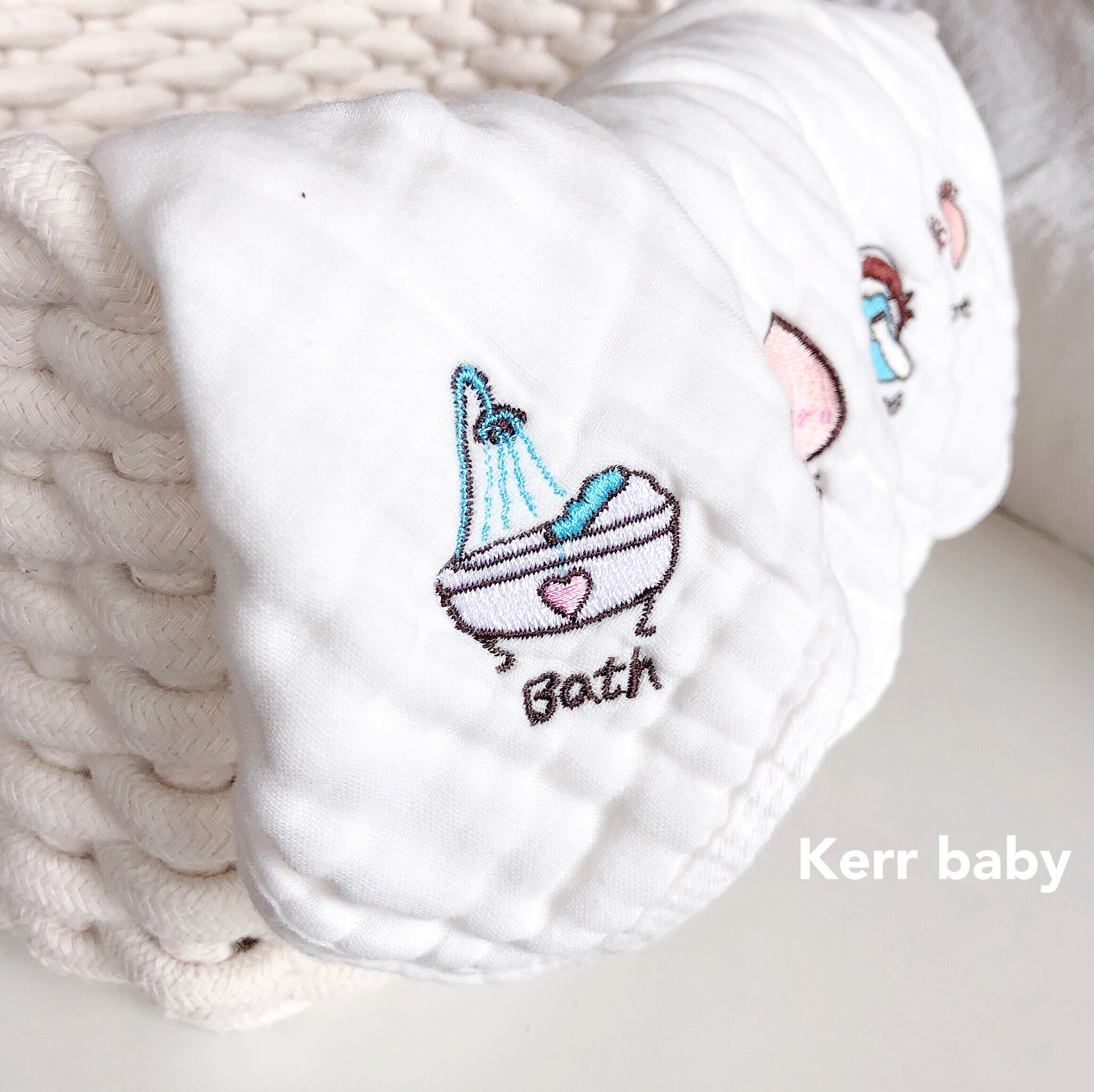 Kerr baby 婴儿洗脸巾分类抗菌六层纱布巾宝宝小方巾新生儿纯棉