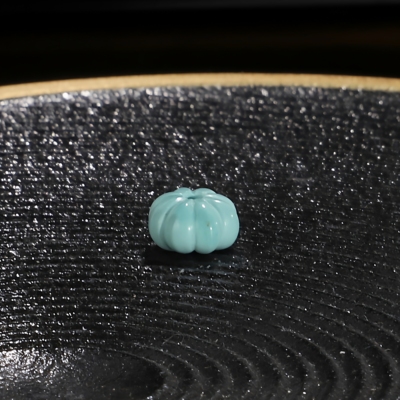 天然原矿绿松石南瓜珠精工苏工雕刻湖北高瓷散珠配饰6.4mmLS004A
