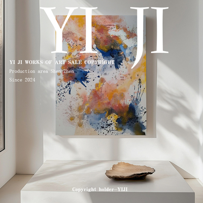 YJ.ART原创手绘《掀钟》现代简约正厅装饰画立体抽象玄关艺术油画