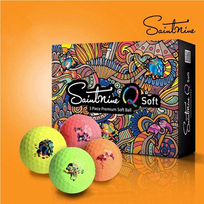 Saintnine高尔夫球三层球盒装球QSOFT彩球12颗装可印LOGO远距离球