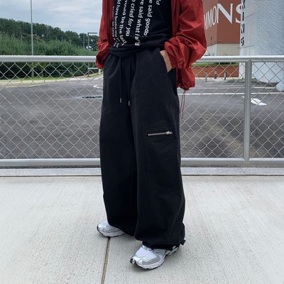 韩国代购直播福利秒杀UNFAIRE高品棉质拉链男女宽松设计师休闲裤