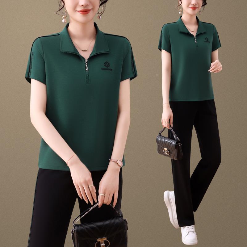 休女闲动套装夏季新款时尚洋89806792气质妈减龄短袖运妈跑步服两