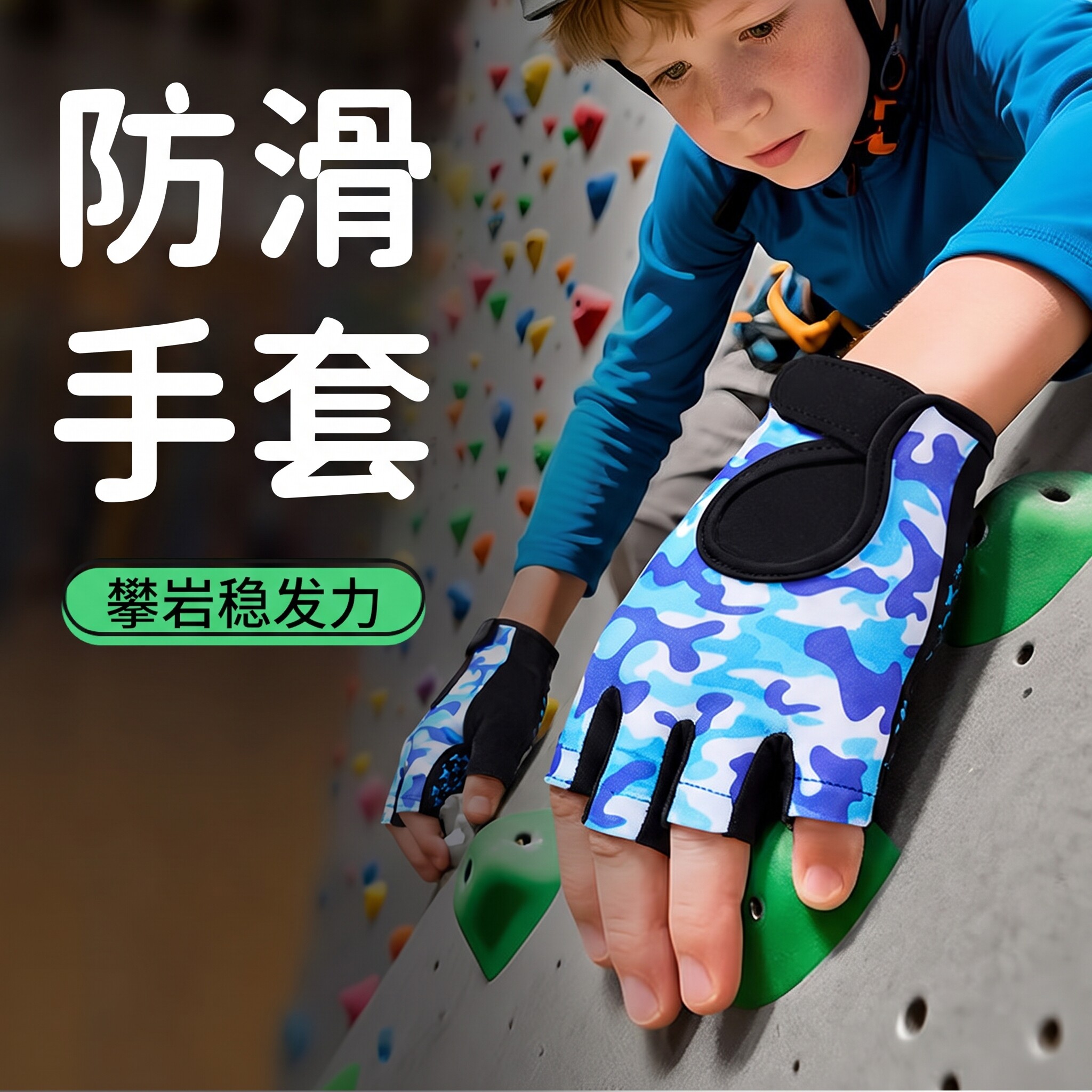 儿童攀岩防滑专用手套男童运动自行车男孩骑车防护上学户外运动
