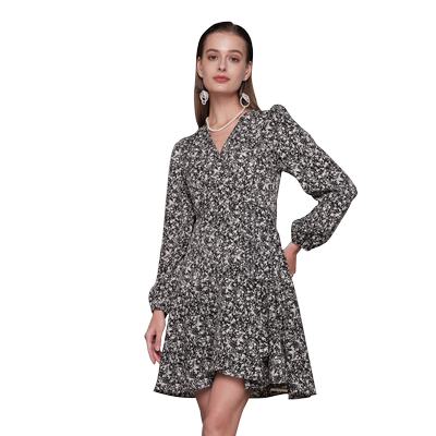 天谜法式碎花百褶A版聚酯纤维