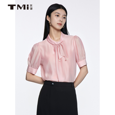 天谜直筒系带蝴蝶结小衫