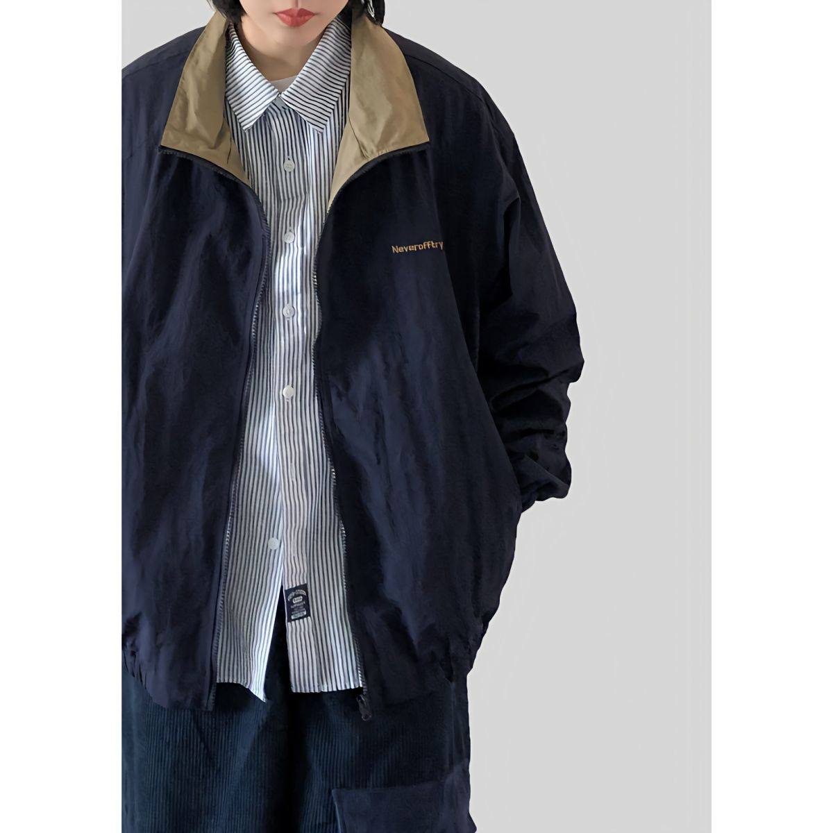 日系复古夹克男女生原宿港风vintage棒球服潮ins中性风春秋款外套
