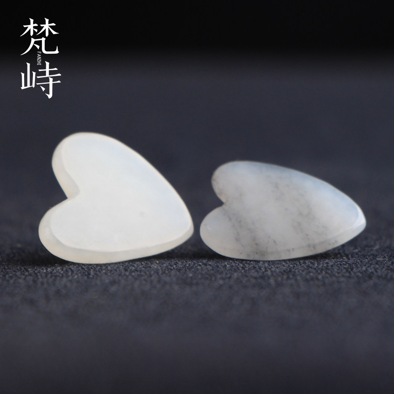 梵峙和田玉爱心小串珠扣子线束文玩配饰散珠青花玉