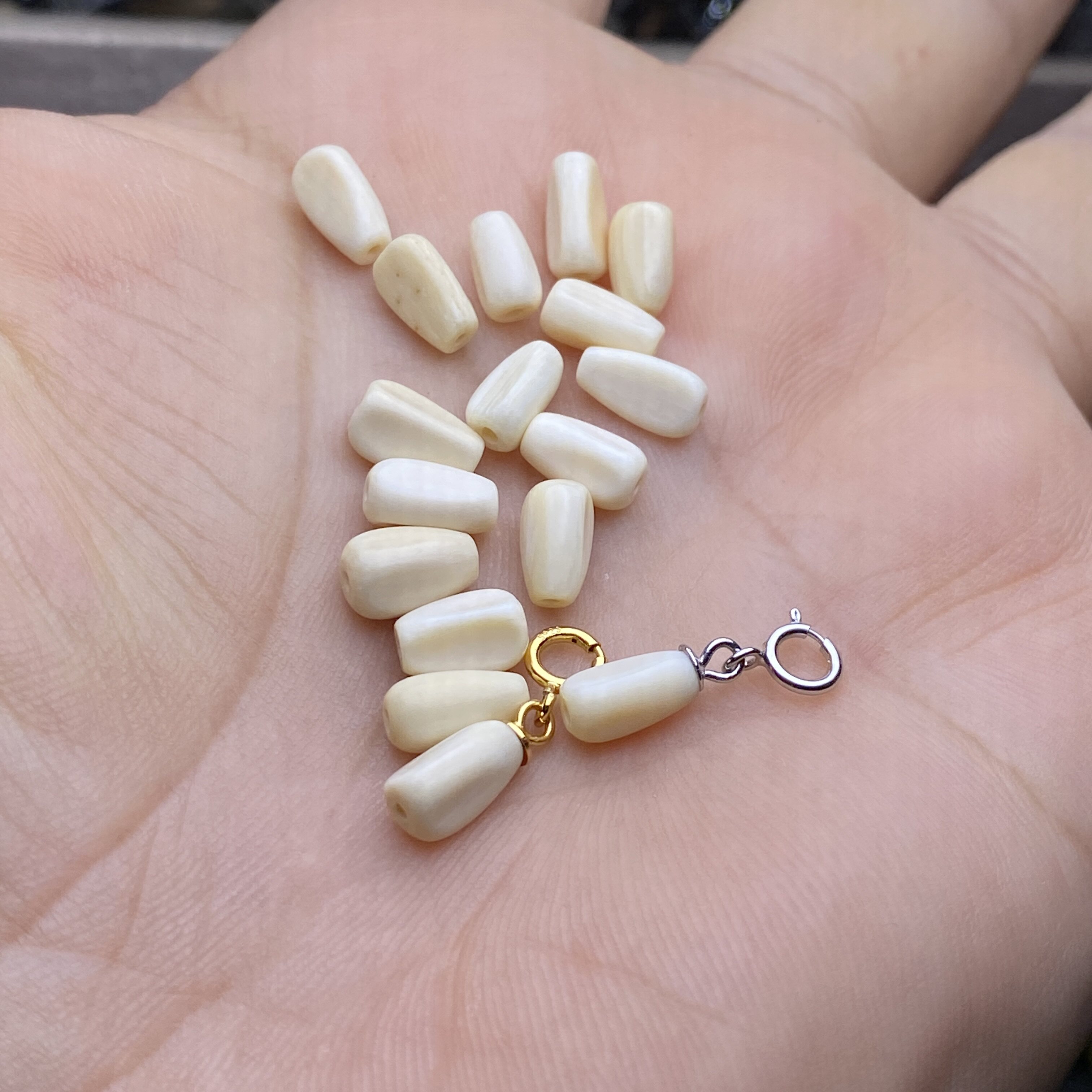 天然猛犸象牙随形散珠子手串手链隔珠项链提留扣吊坠diy配件配饰