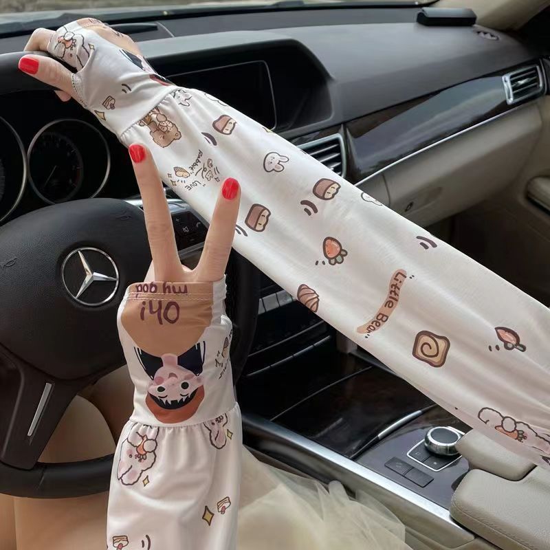 夏季冰袖女夏宽松防晒手袖加大防紫外线冰丝袖套透气骑行手套手袖