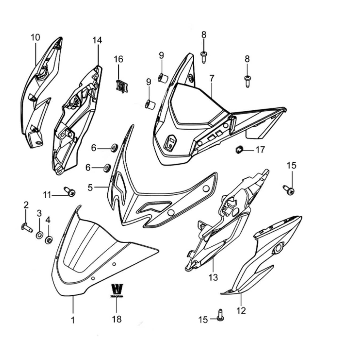 适用豪爵DKS150 HJ150-21原厂导流罩 挡风玻璃支架前照灯装饰盖