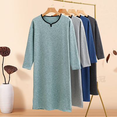 秋冬睡裙男士德绒中长款磨毛