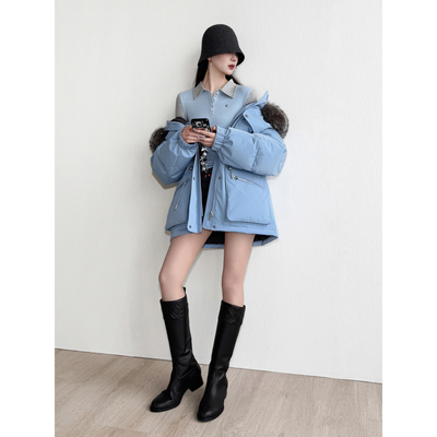 NancyCavally拼接polo针织打底衫