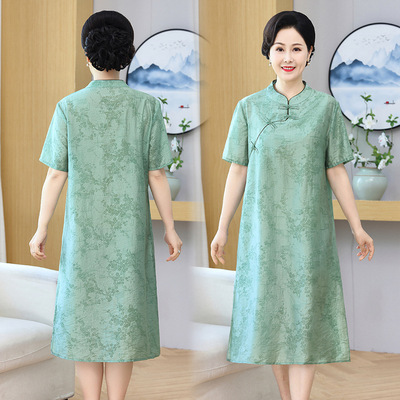 胖妈妈加肥加大码短袖连衣裙