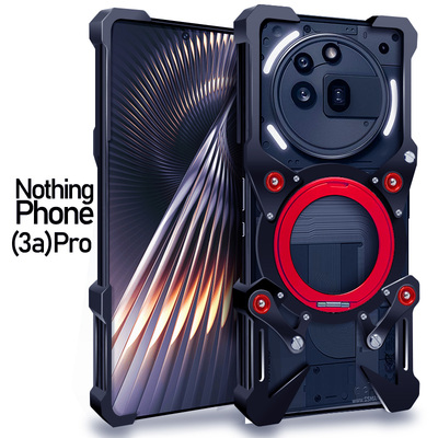 适用于Nothingphone3aPro金属手机壳防摔2aPlus铝合金保护套1磁吸支架旋转挂绳硬外壳镂空透气散热机械简约潮
