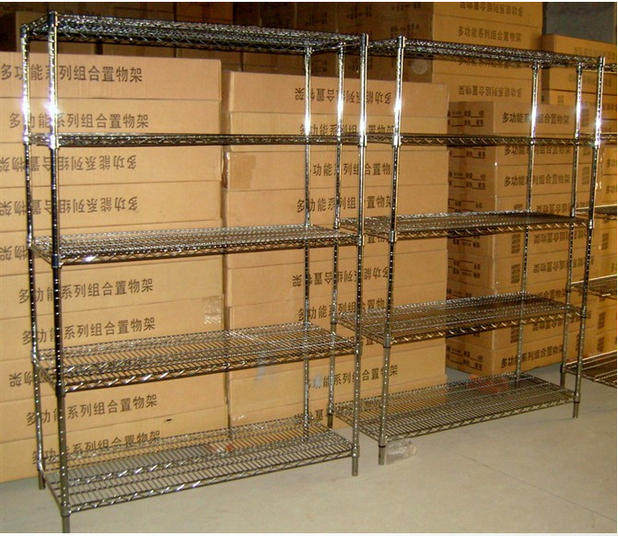 家用货架五层置物架仓库收纳架不锈钢色阳台储物架超市展架整理架_虎窝淘