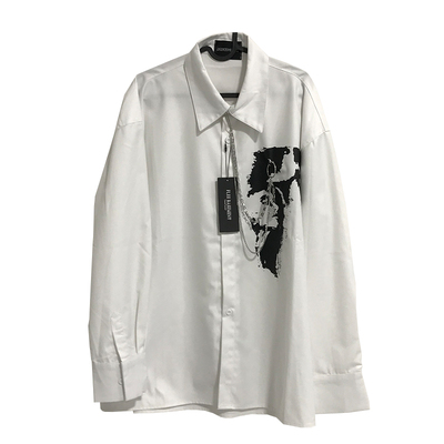 FLEE BASEMENT 春秋小众白色上衣印花休闲链子设计宽松长衬衫外套