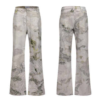 CYCYCY花卉迷彩满版微喇牛仔裤