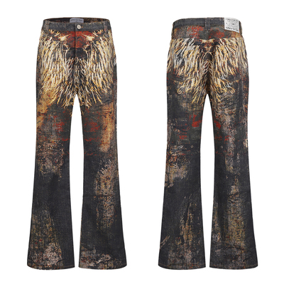 CYCYCY印第羽毛满版修身牛仔裤