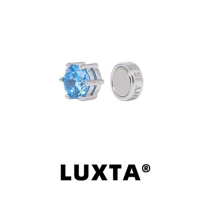 LUXTA原创 纯银磁吸蓝钻耳钉 嘻哈男无耳洞高级感耳饰设计感个性