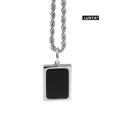 LUXTA男纯银黑玛瑙嘻哈项链