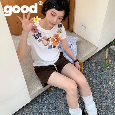 美好商店MeihaoStore夏日生机勃勃永不凋零花朵小板型短袖T恤