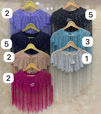 重工钉珠旗袍云肩手工串珠夏季透气婚礼结婚礼服中式旗袍披肩外披