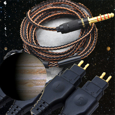 HD580/HD600/HD650/25/660S单晶铜镀银弯4.4MM平衡2.5耳机升级线