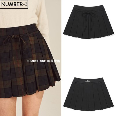 韩国代购malbon高尔夫球服26年女春纯色徽标侧拉链系带羊毛半身裙