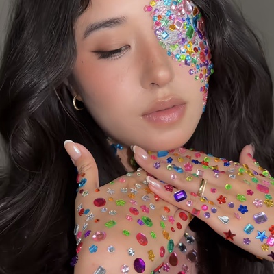 ins脸部水钻贴纸bedazzling贴钻diy手工材料千禧甜酷风多彩多巴胺