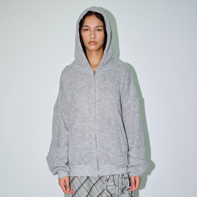 Polysooem 25秋新款宽松慵懒风烫钻logo连帽拉链外套韩国代购