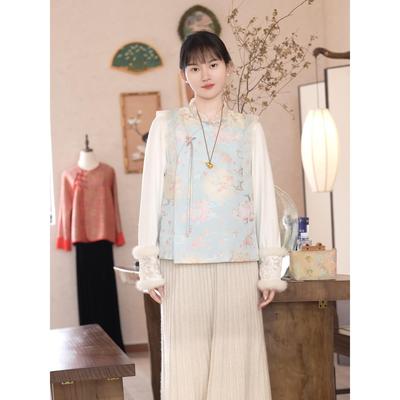 鹿于锦绣 | 李德喜【祥云白泽】织金填充3M棉新中式宋锦国风马甲