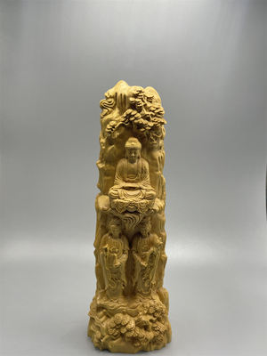 正宗小叶黄杨木西方三圣摆件整木
