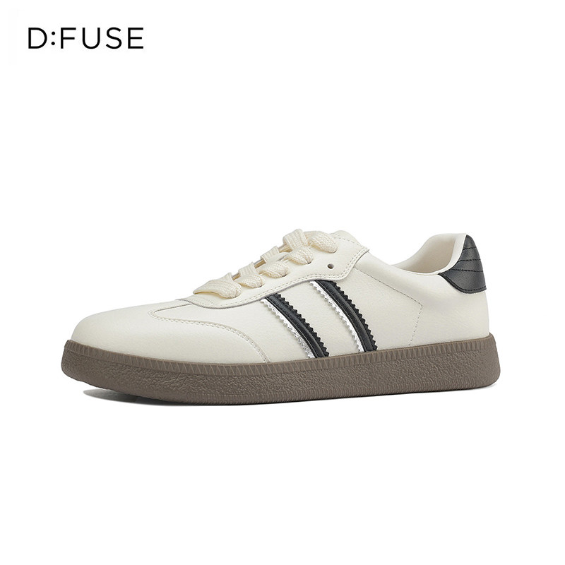 D:Fuse/迪芙斯春秋新款圆头德训鞋拼接系带平底单鞋女DF4111257A