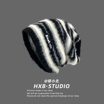 出游休闲男女秋冬拼色毛线帽