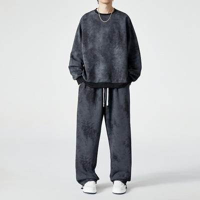 特大码胖子秋季潮流长袖运动套装