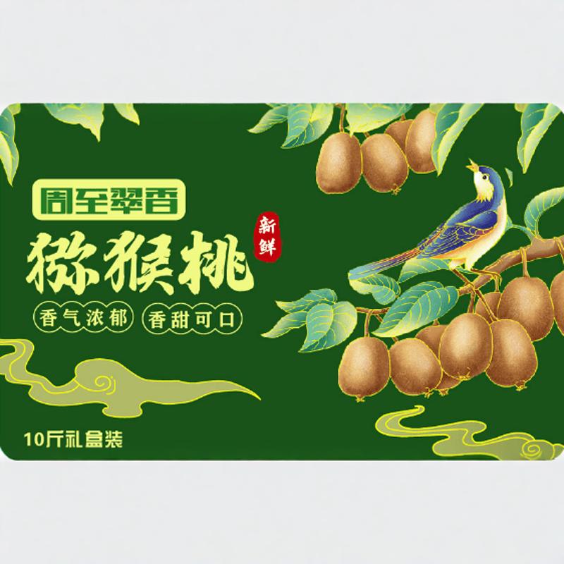 周至翠香猕猴桃水果应季绿心10斤装精选大果礼盒装提货卡购物券