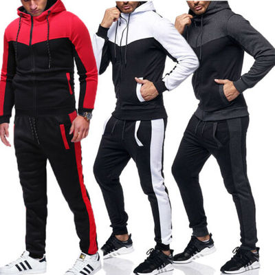Men's casual color matching hoodie set 男士拼色连帽卫衣套装