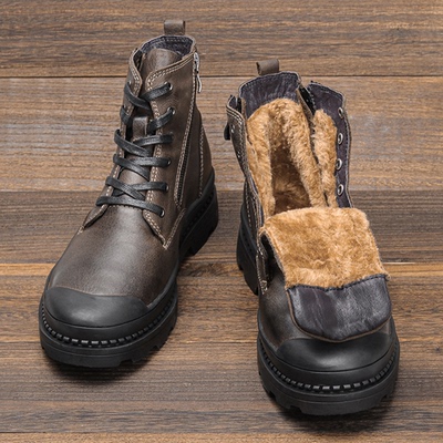 Winter Leather Men Martin Boots 真皮男士休闲马丁靴加绒工装靴