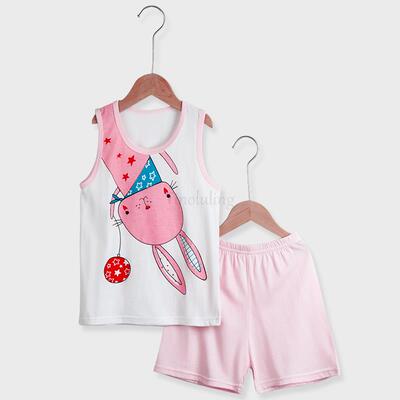 Children Cotton Sleepwear Pyjamas Kids Summer Sleeveless Top