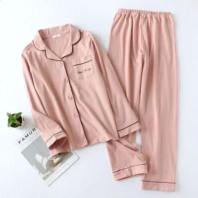 Women Cotton Pajamas Set for Autumn and Winter Long Sleeve L