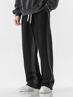 Spring Autumn Black Cotton Sweatpants Men Fashion Setwear Wi