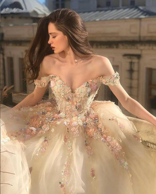 Ball Gown Princess Prom Dresses Off the Shoulder Sweetheart
