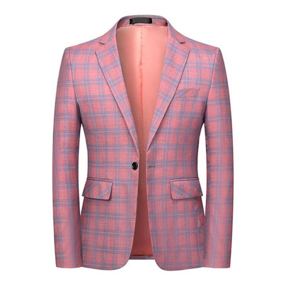 2024 New Fashion Spring and Autumn Casual Men plaid Blazer C