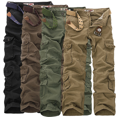 new Military Tactical pants men Multi-pocket washed overall