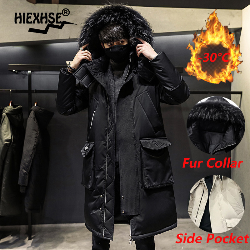 Winter New Male Casual Long Parka Overcoat Outdoor Multi-poc