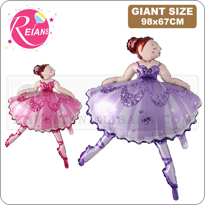 Dancing big pink purple Ballerina Ballet Dancer Girls Foil H