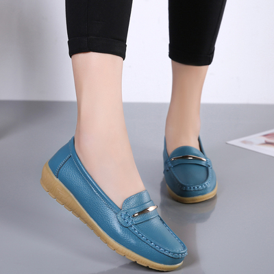 New Genuine Leather Shoes Woman Slip On Women Flats Moccasi