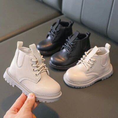 Kids Leather Chelsea Boots Waterproof Children Sneakers Gray