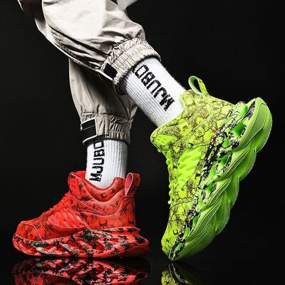 Summer Large Size Men's Graffiti Shoes 45 High Top Sneakers